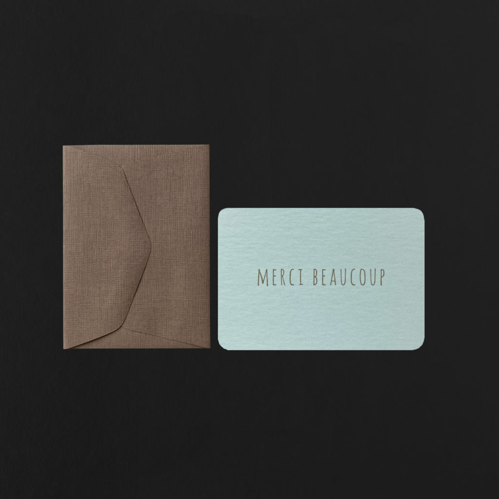 Mini carte MERCI BEAUCOUP script + enveloppe outremer