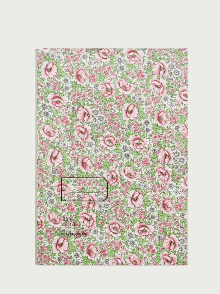 CAHIER CARTON FLEURI A5+ rose | le typographe | Qualité typo | Handmade ...