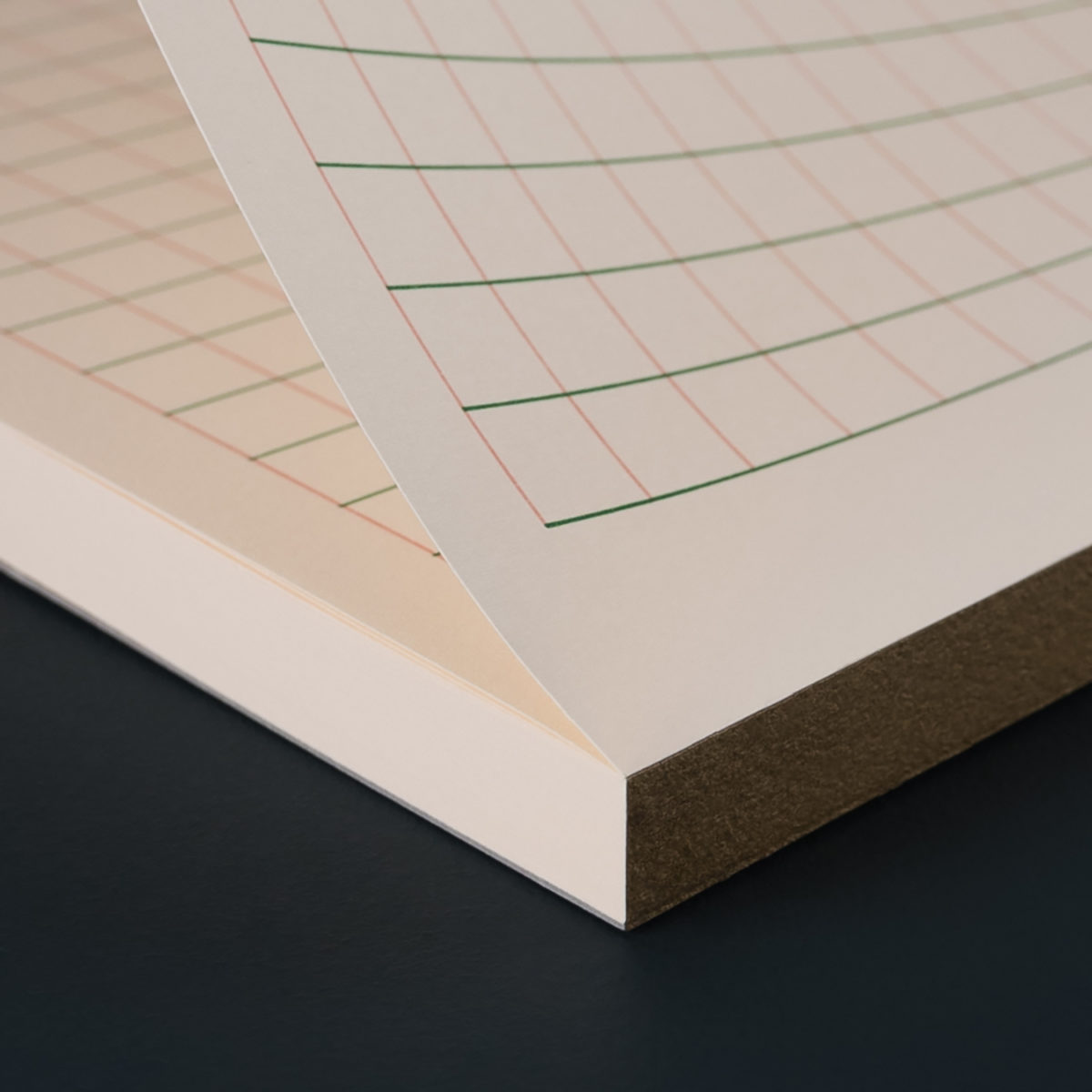 BLOC NOTE A5 QUADRILLE 1 CM vieux rose et vert