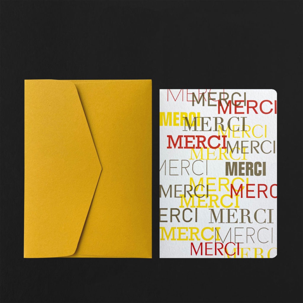 Folded Card MERCI MERCI MERCI + banana envelope