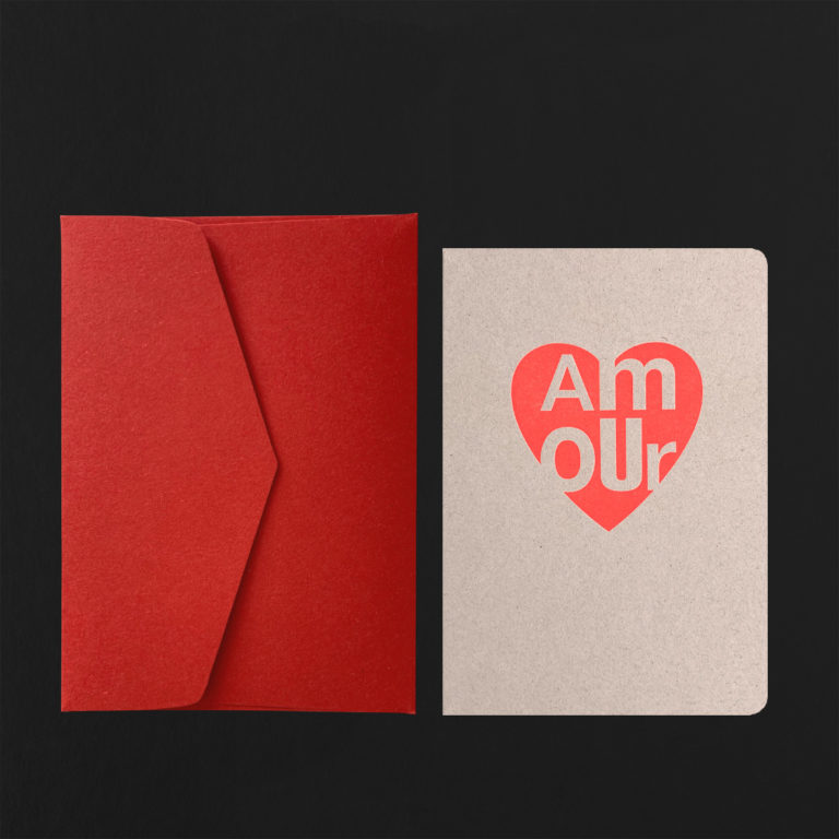 Carte COEUR AMOUR + env carmin