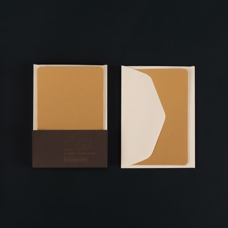 Pack of 5 mini gold CARDS and 5 mini white ENVELOPES