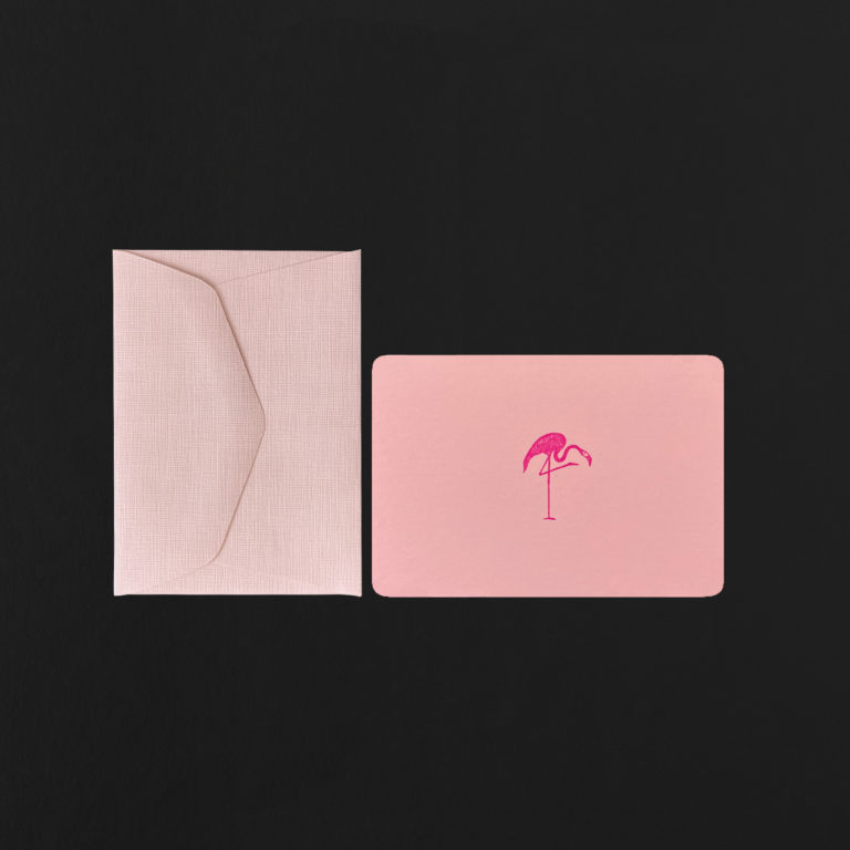 Mini card FLAMINGO + marshmallow mini envelope